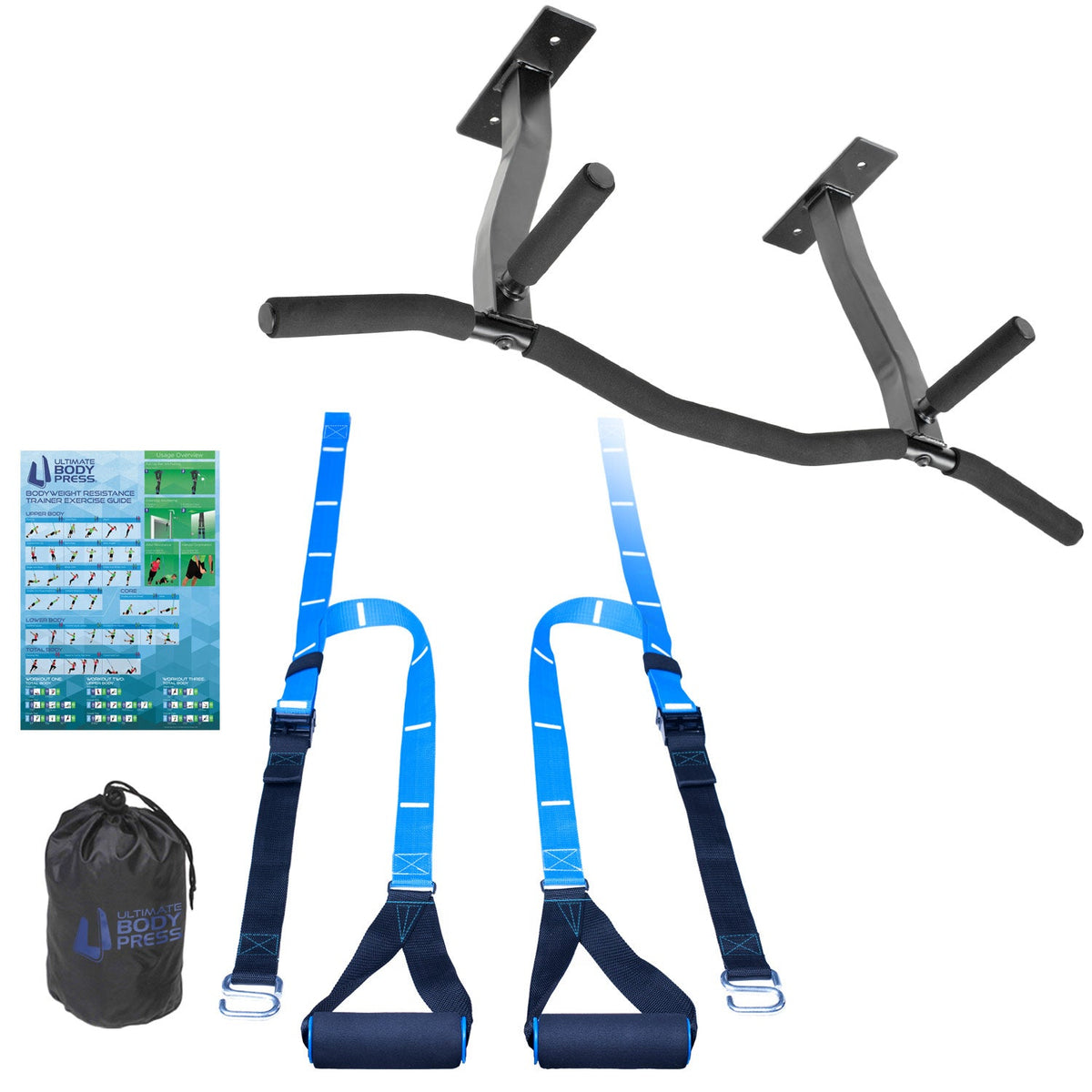 Ceiling Mount Pull Up Bar With Reversible Risers and Strap System ...